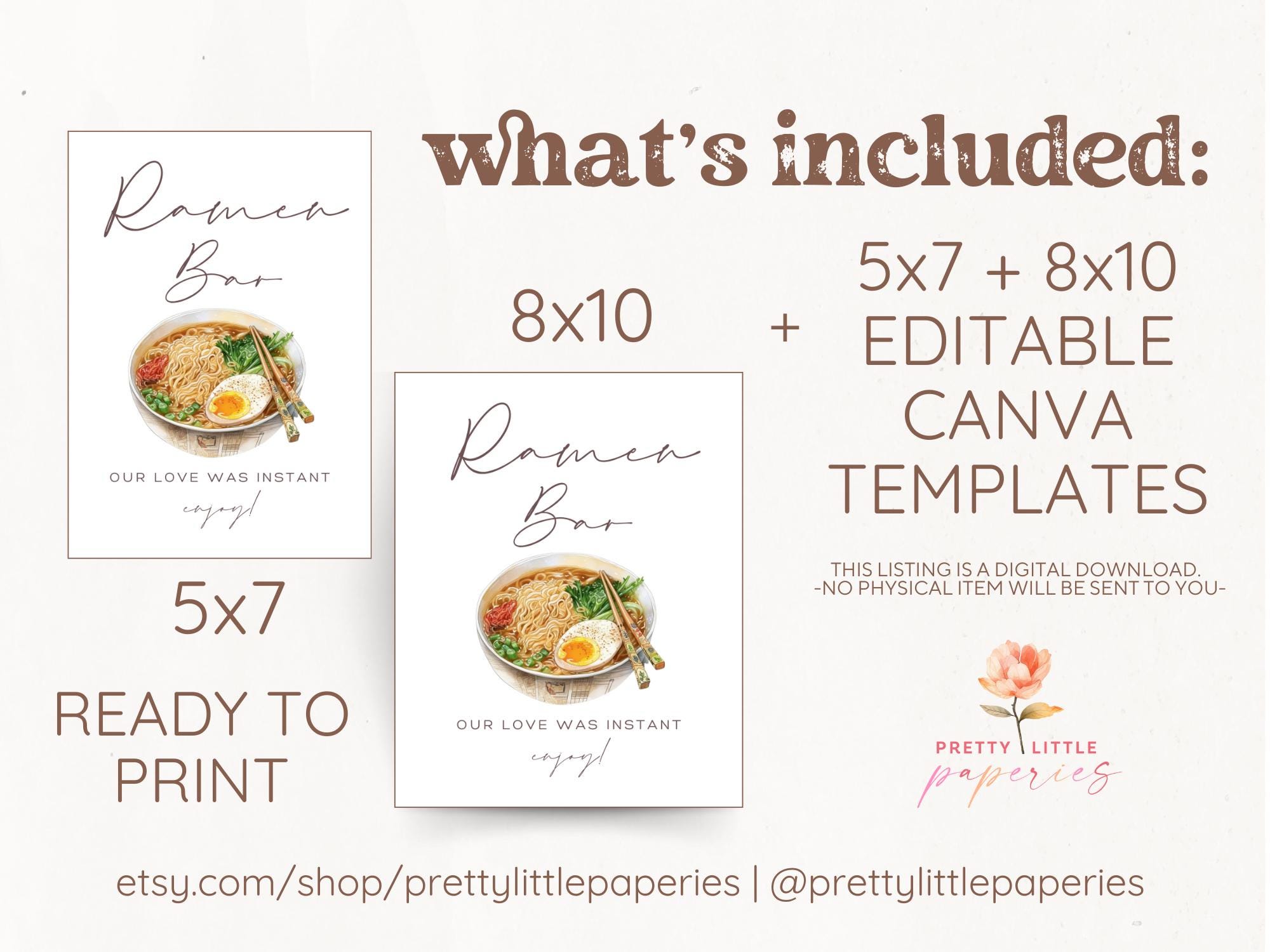 Ramen Noodle Bar Sign, Editable Template, Instant Download Printable ...
