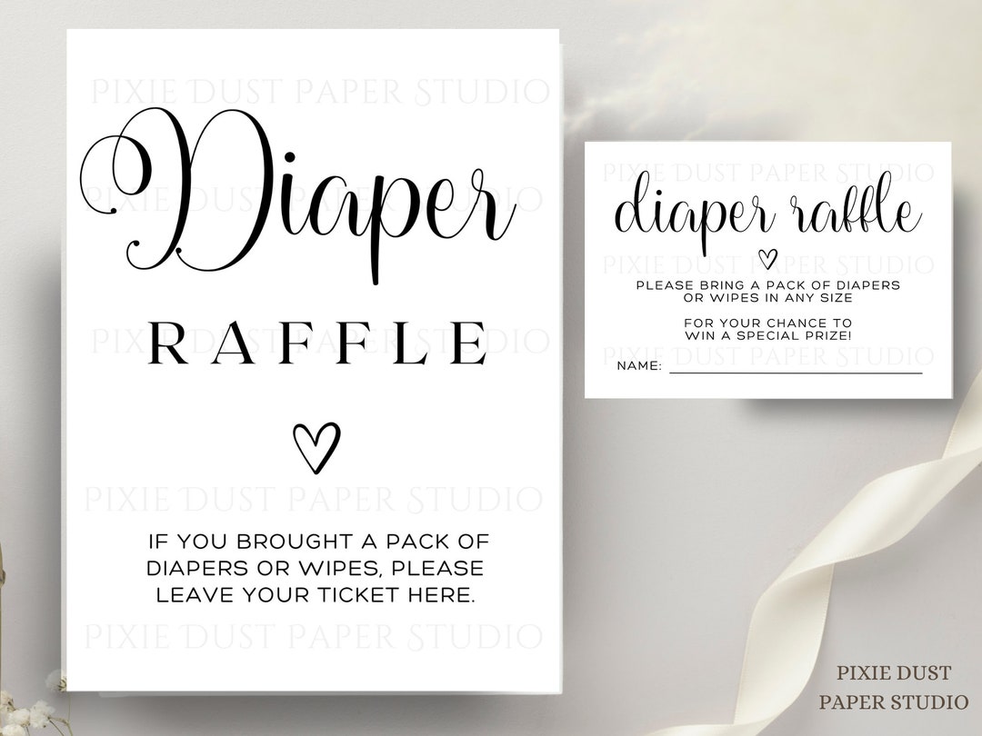 Diaper Raffle, Baby Shower Sign + Invite Inserts - Digital Instant ...