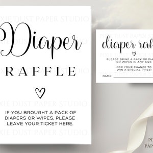 Diaper Raffle, Baby Shower Sign + Invite Inserts - Digital Instant ...
