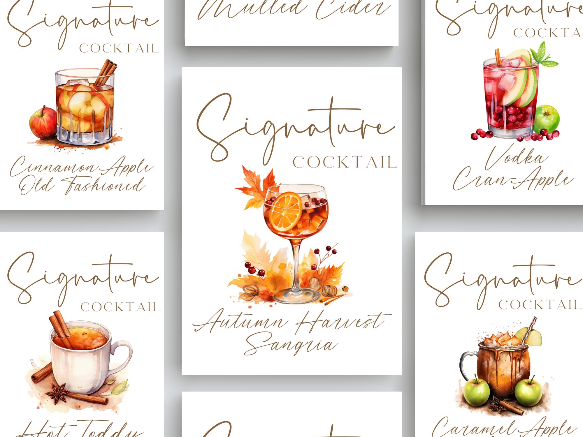 Editable Cranberry Orange Whiskey Sour, FALL EDITION, Digital Signature ...
