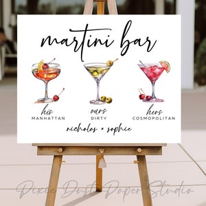 Custom PRINTED or DIGITAL Signature Cocktail Drinks Martini - Etsy