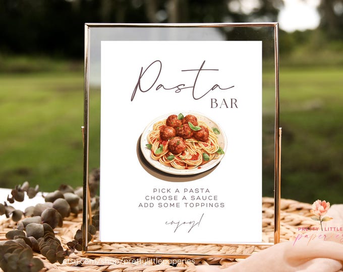 Printable Pasta Bar Sign, Instant Download Party Favor Sign - Etsy