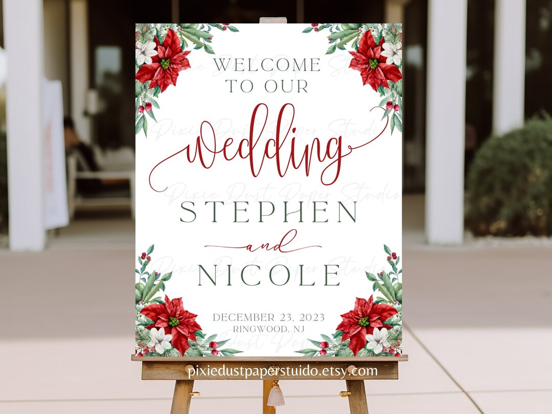 Christmas Wedding Entry Welcome Sign, Wedding Ceremony, Reception ...