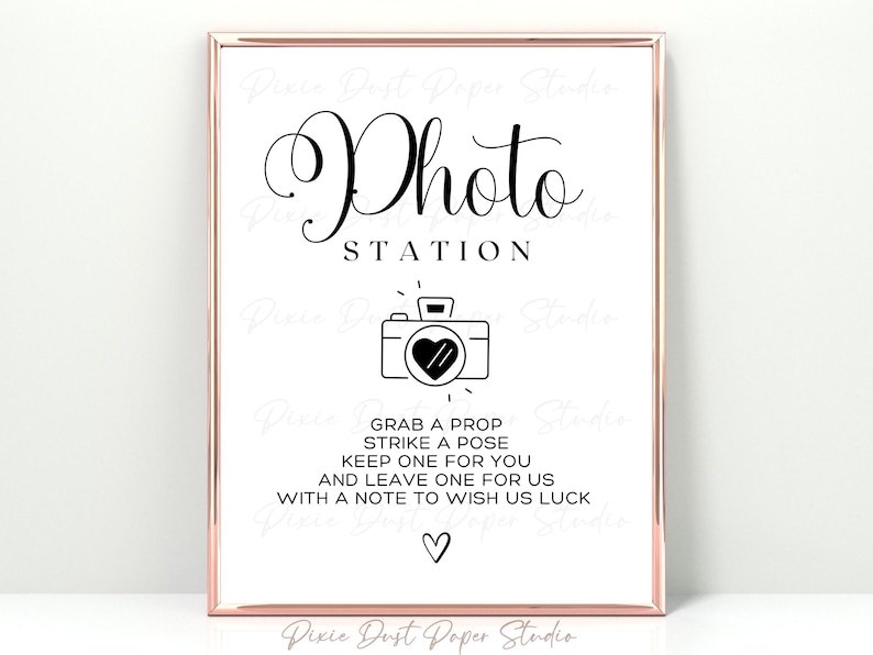 Photo Station Sign, 4x6 5x7 8x10, Instant Download, Ready to Print ...