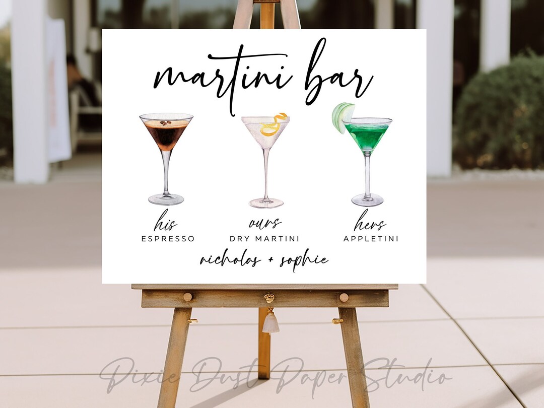 Custom PRINTED or DIGITAL Signature Cocktail Drinks Martini - Etsy