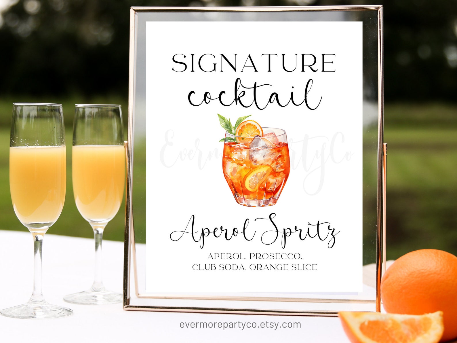 Aperol Spritz Signature Cocktail Drink Bar Sign, Editable Template ...