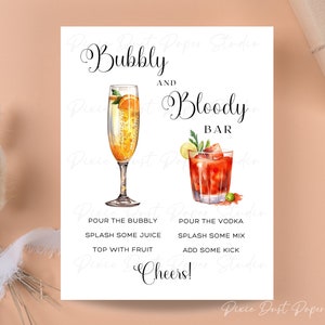 Bubbly and Bloody Bar, Digital Instant Download Sign, 4x6 5x7 8x10 ...