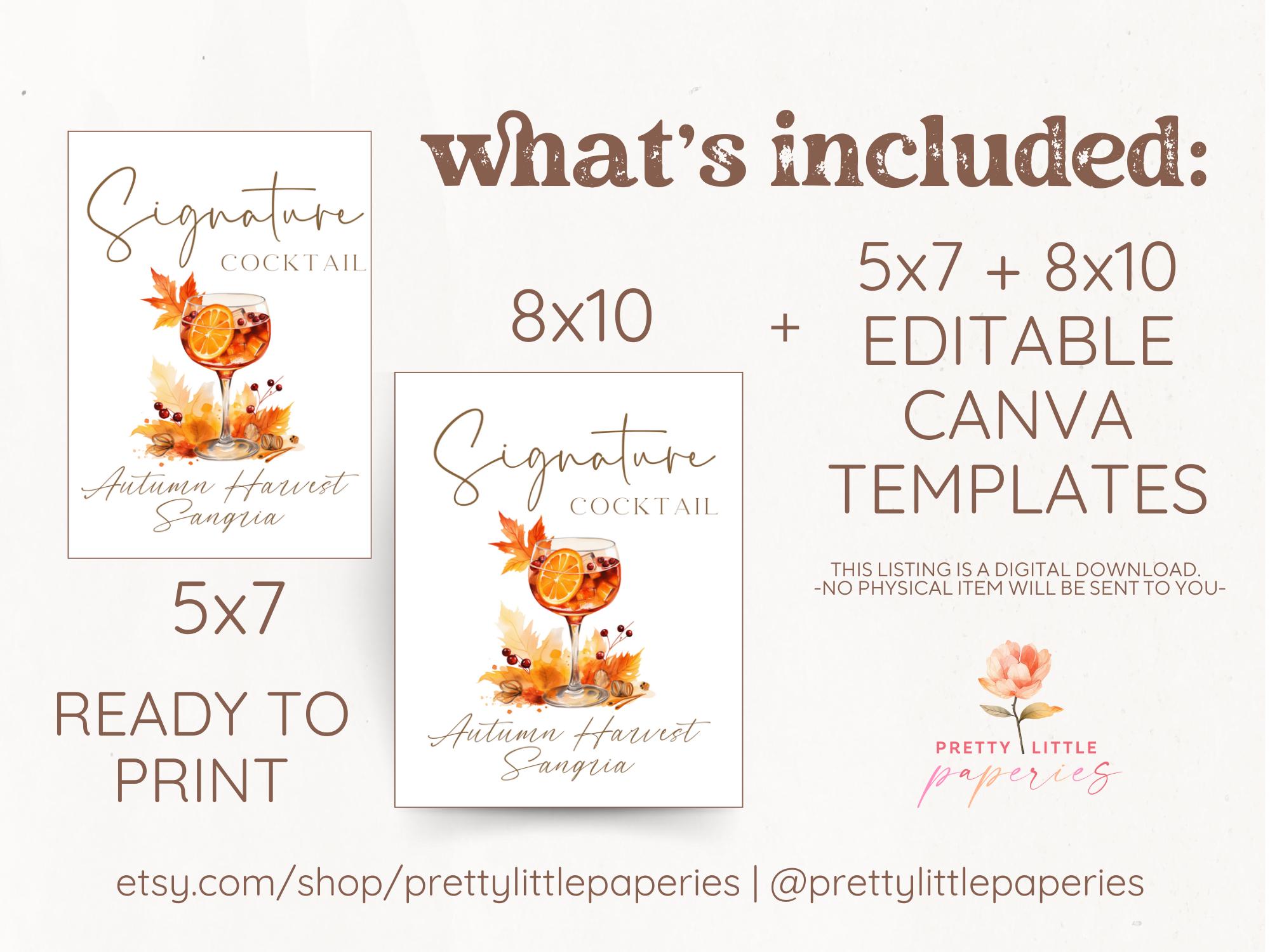 Editable Autumn Harvest Sangria, FALL EDITION, Digital Signature ...