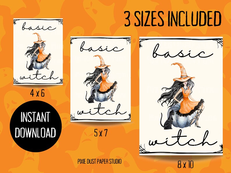 Basic Witch, Halloween Digital Printable Sign - Spooky, Adult Party ...
