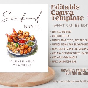 Seafood Boil Sign, Editable Template, Instant Download Printable, Food ...