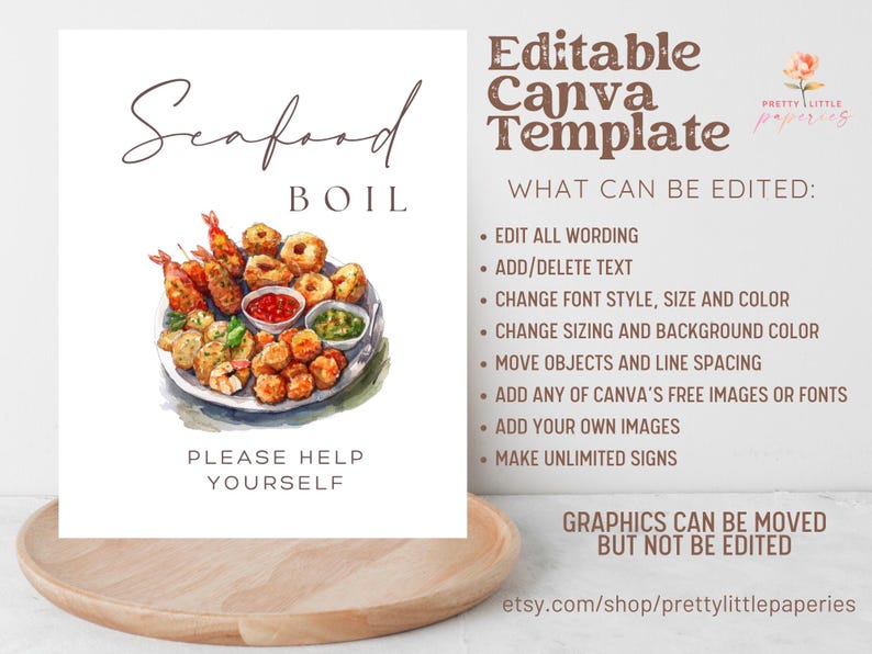 Seafood Boil Sign, Editable Template, Instant Download Printable, Food ...