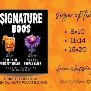 Halloween Signature Boos Custom Cocktail Drink Sign - Printed Custom ...