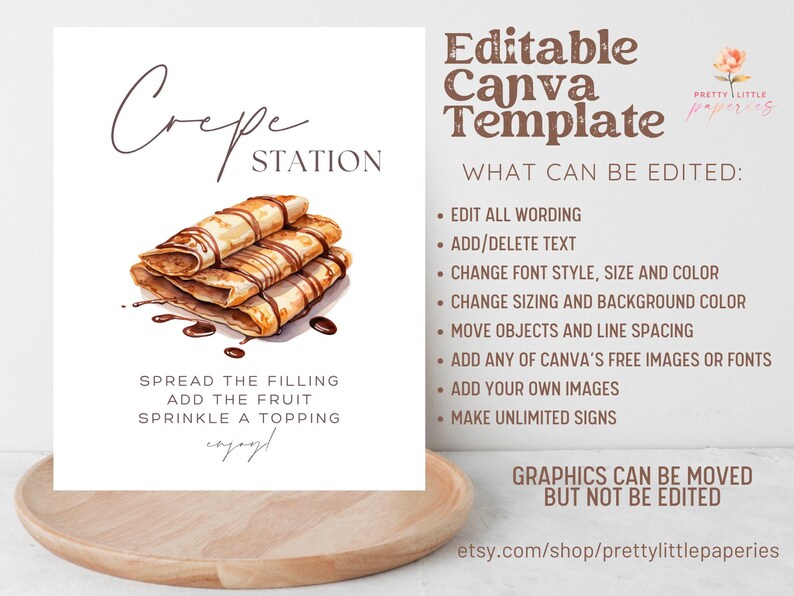 Crepe Station, Editable Template, Digital Instant Download Sign ...