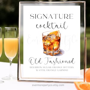 Old Fashioned Signature Drink Cocktail Bar Sign, Editable Template ...