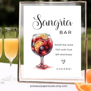 Sangria Bar, Digital Instant Download Sign, 4x6 5x7 8x10 Printable ...