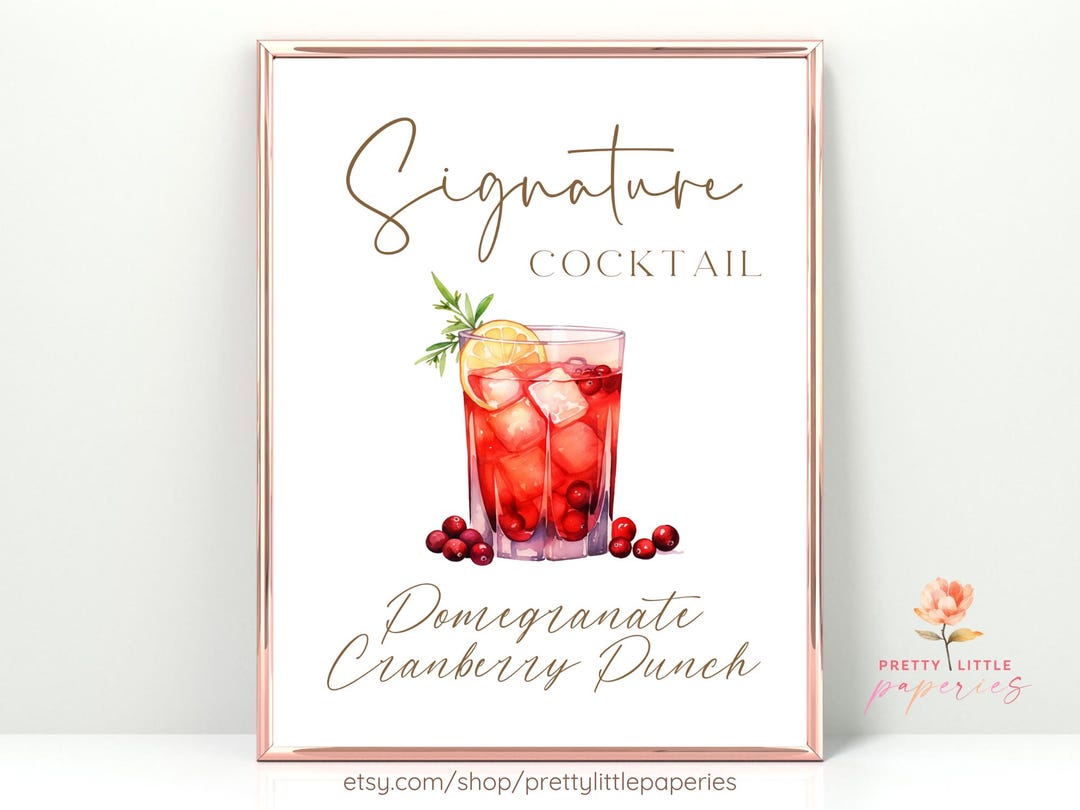 Editable Pomegranate Cranberry Punch, FALL EDITION, Digital Signature ...