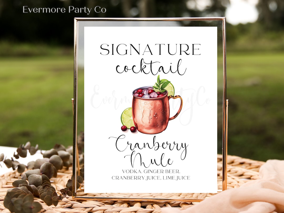 Cranberry Mule Signature Cocktail Drink Instant Download Printable ...