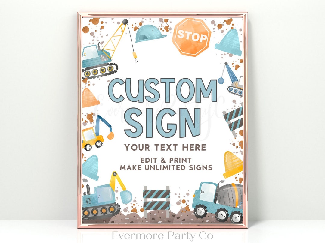 Editable Unlimited Sign Blue Grey Construction Template, Instant ...