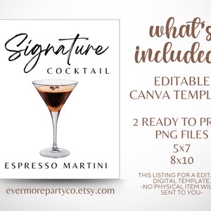Espresso Martini Signature Cocktail Drink Instant Download Printable ...