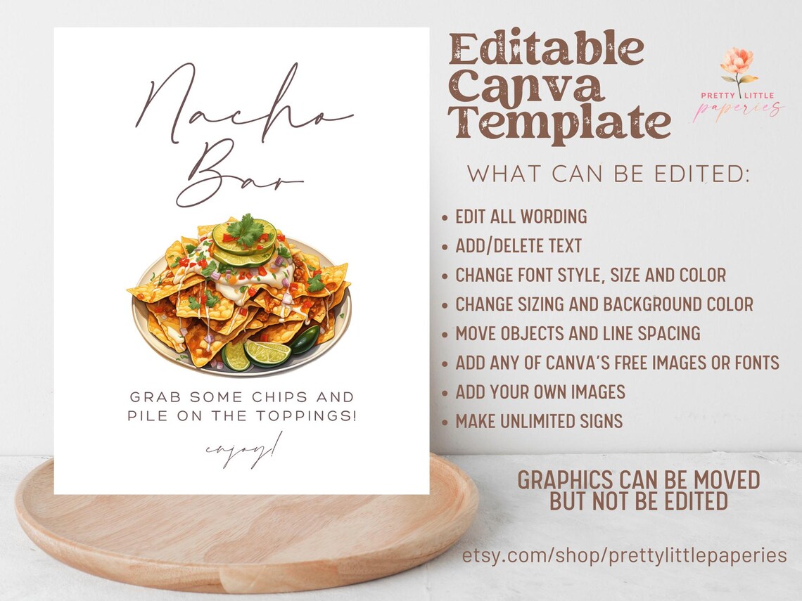 Nacho Bar Sign, Editable Canva Template, Instant Download Printable ...