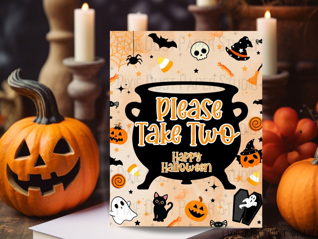 Please Take Two - Halloween Trick or Treating Candy Digital Sign - 5x7 ...