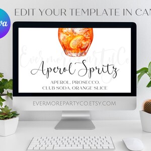Aperol Spritz Signature Cocktail Drink Bar Sign, Editable Template ...
