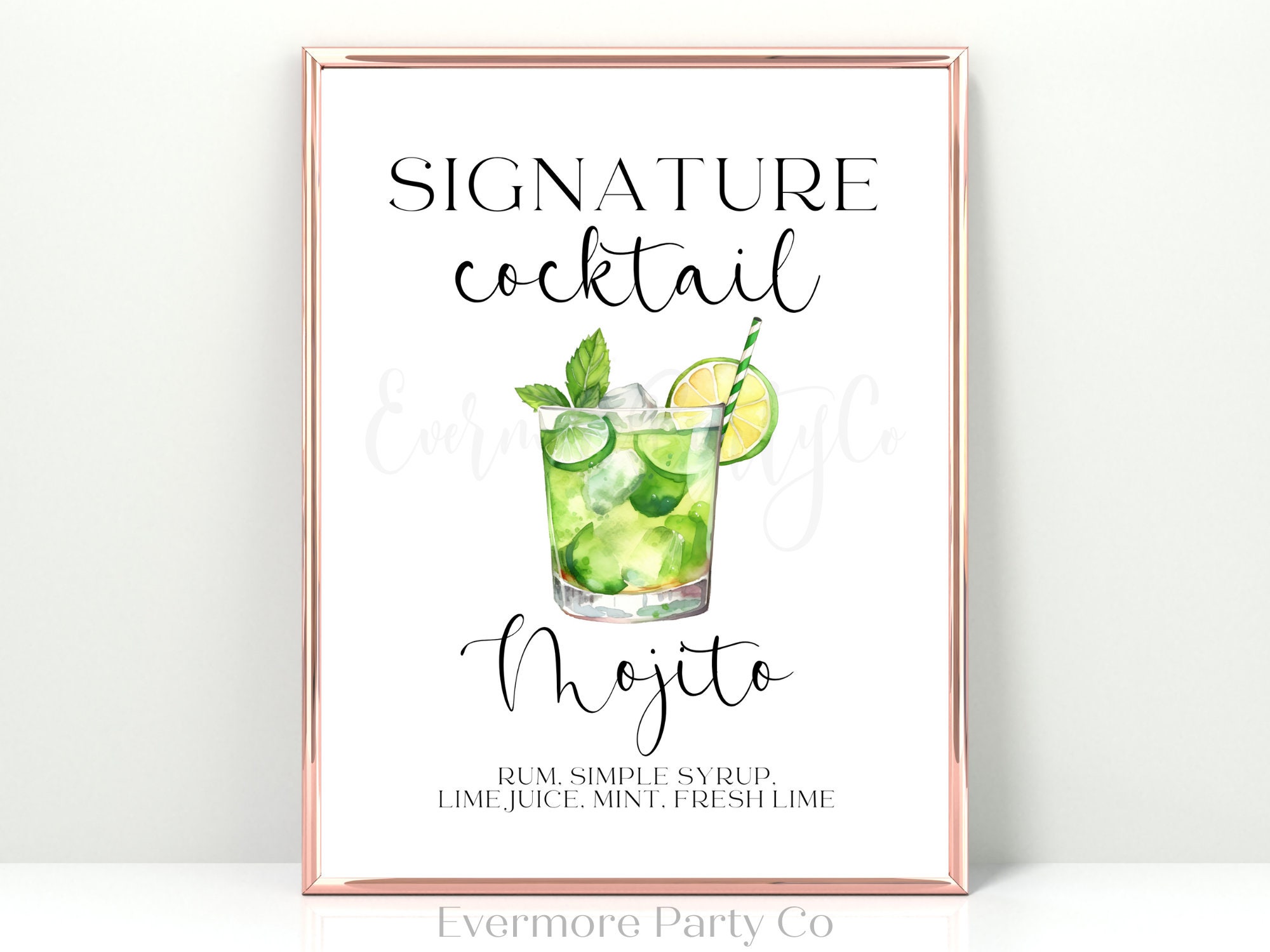 Mojito Signature Cocktail Bar Sign, EDITABLE TEMPLATE, Instant Download ...