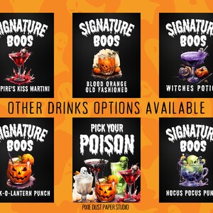 Halloween Signature Boos Custom Cocktail Drink Sign - Printed Custom ...