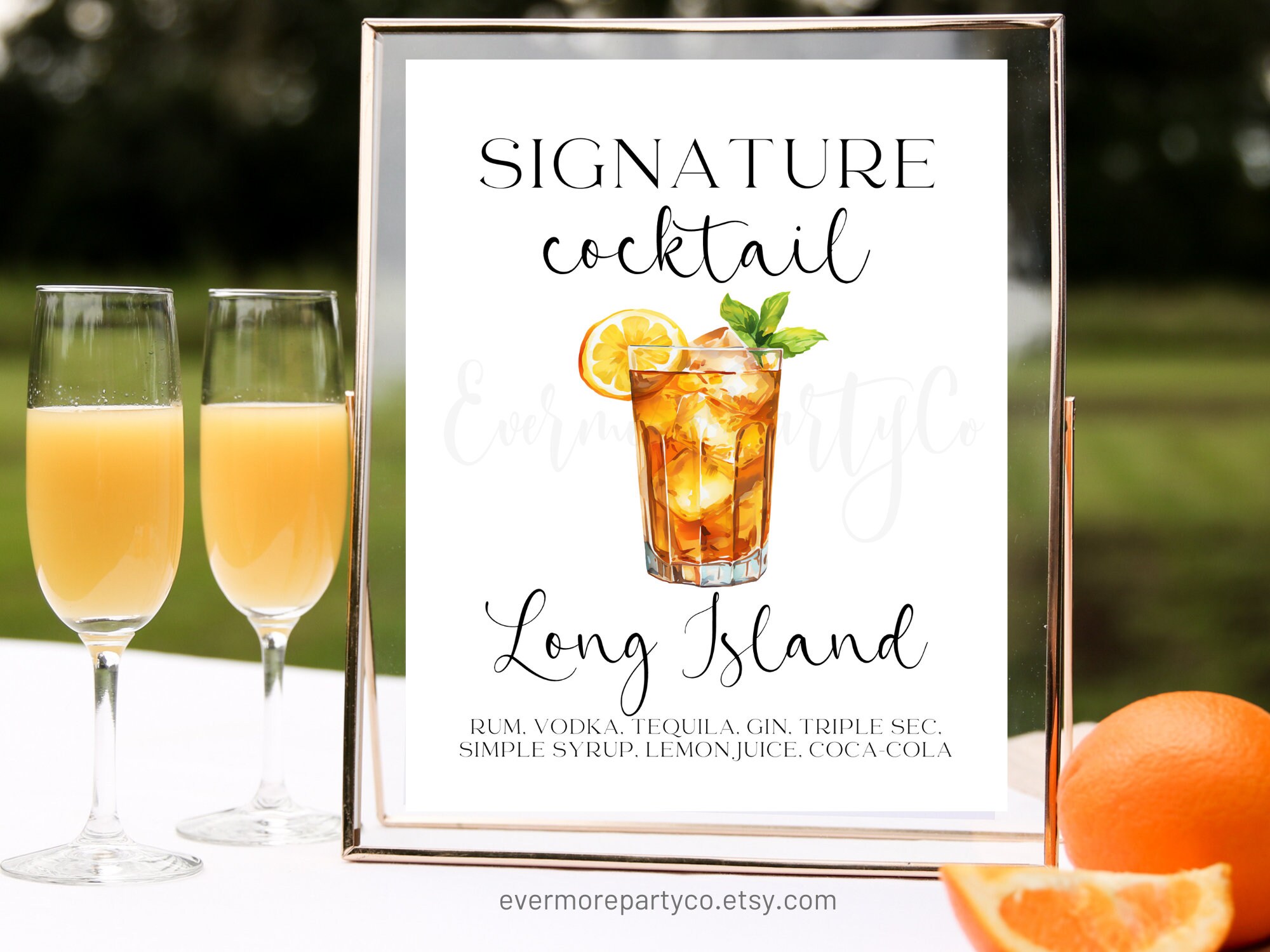 Long Island Ice Tea Signature Cocktail Drink Sign, Editable Template ...