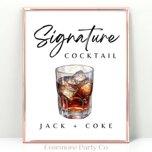 Jack and Coke Signature Cocktail Drink Instant Download Printable ...