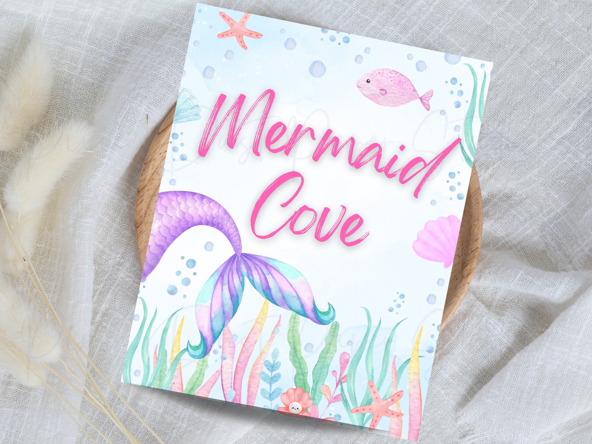 Girls Under the Sea Animals, Mermaid Cove Sign Printable Girl Baby ...