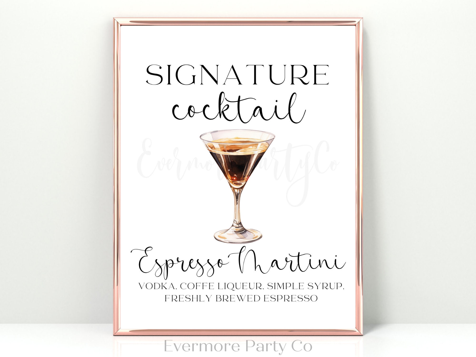 Espresso Martini Signature Cocktail Drink Sign, Editable Template ...