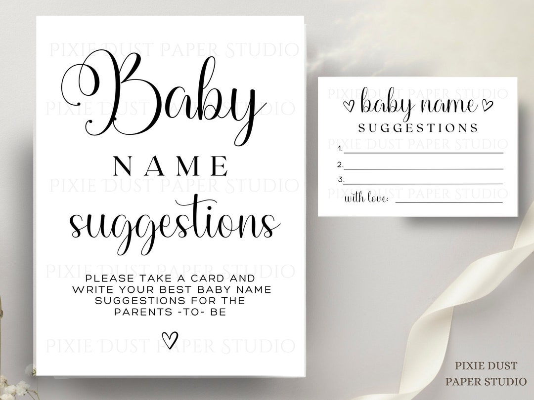 Baby Name Suggestions, Baby Shower Sign + Answer Cards - Digital ...
