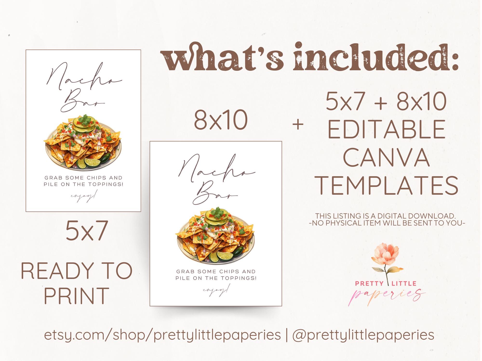 Nacho Bar Sign, Editable Canva Template, Instant Download Printable ...