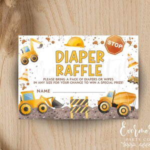 Diaper Raffle Printable Sign + Invite Inserts, Yellow Brown ...