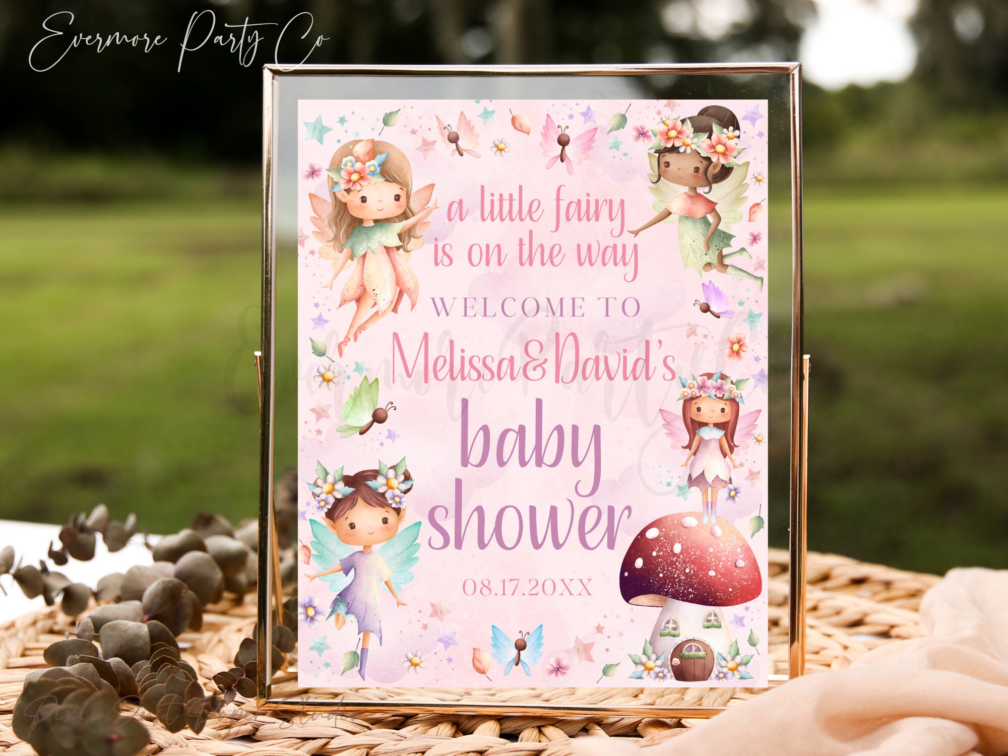 Editable Fairy Baby Shower Welcome Sign Canva Template, Girls Party ...
