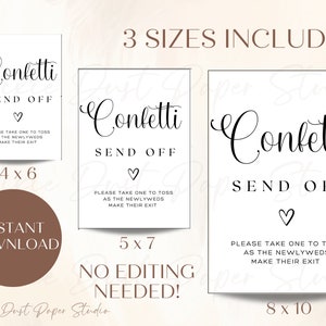 Confetti Send Off, 4x6 5x7 8x10 Printable, Minimalist, Wedding Guest ...
