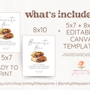Burrito Bar Sign, Editable Template, Instant Download Printable, Food ...