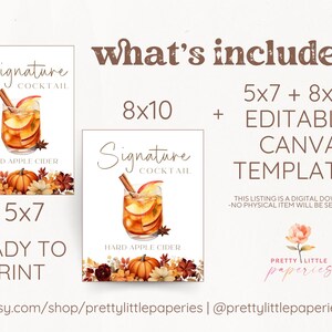 Editable Hard Apple Cider Fall Signature Cocktail Drink Sign, Autumn ...
