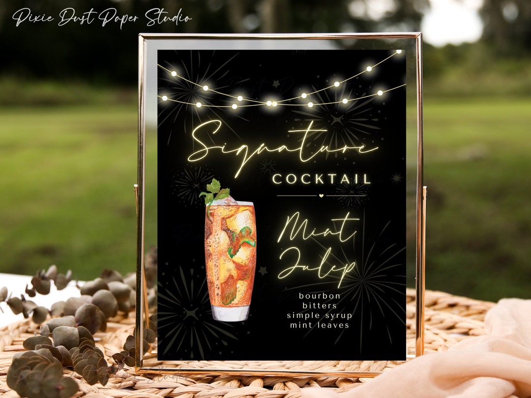 NYE Mint Julep Signature Cocktail Drink Sign Instant Download - Etsy