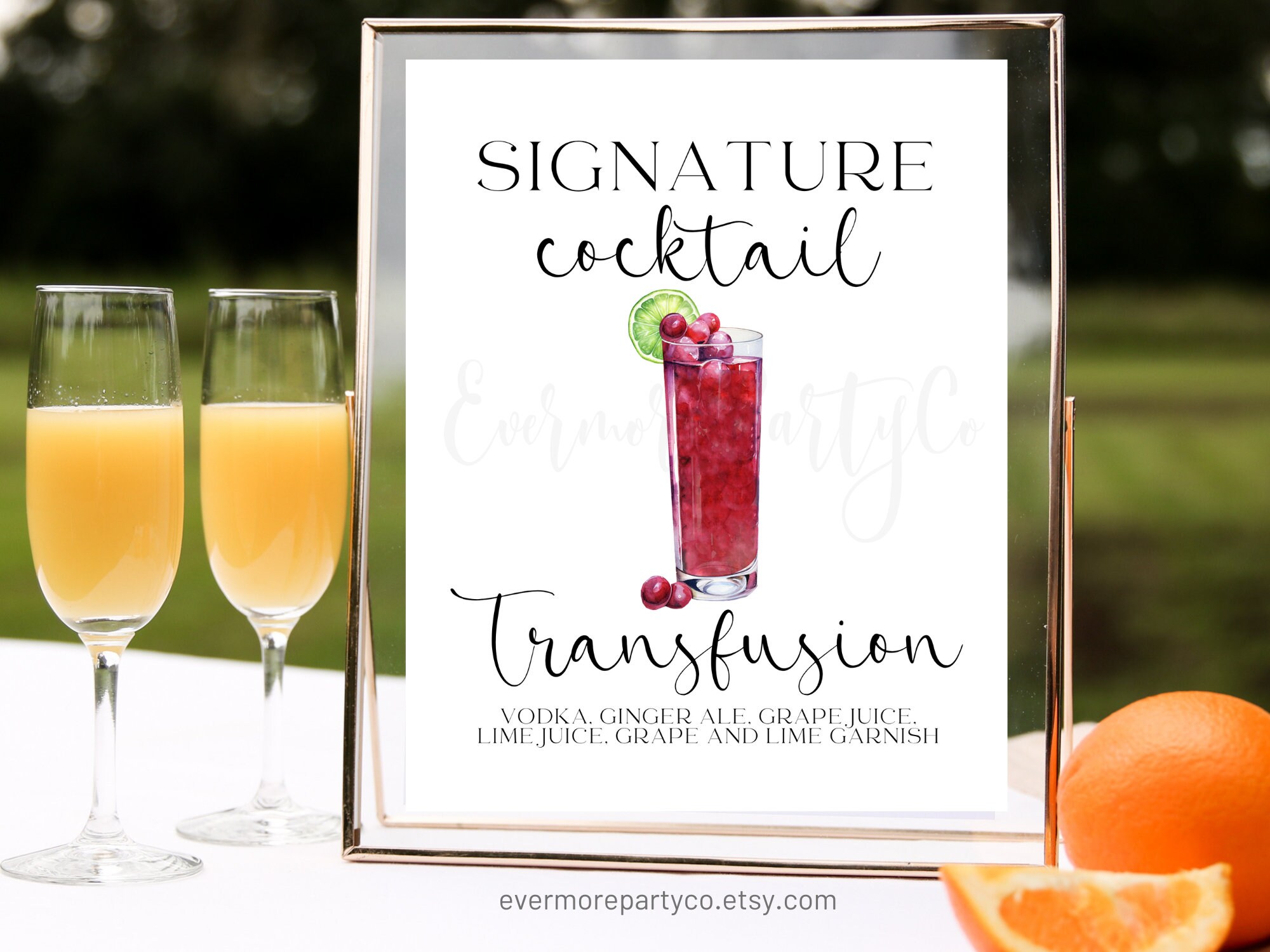 Transfusion Signature Cocktail Drink Bar Sign, Editable Template ...