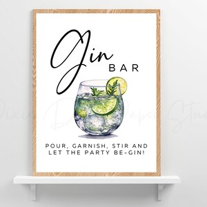 Gin Bar Sign, Signature Cocktail Drink Instant Download Printable ...