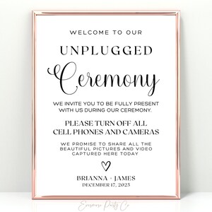 Unplugged Ceremony Sign Custom Printed on Poster or Foam Board ...