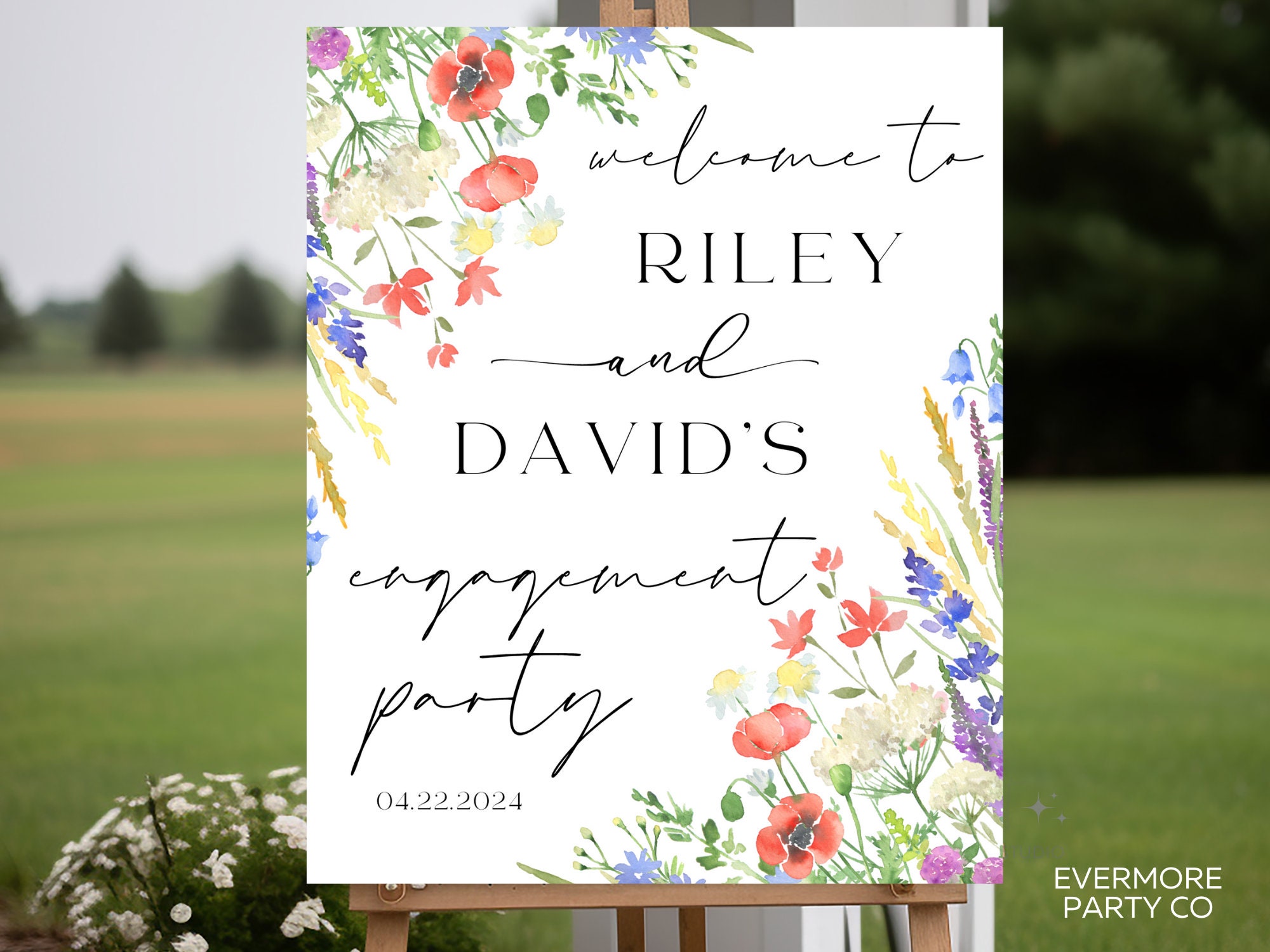 Wildflower Engagement Party Welcome Sign, Printed or Digital, Foam ...