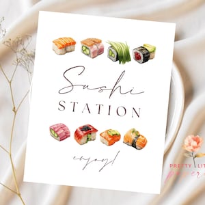 Sushi Station Bar Sign, Editable Template, Instant Download Printable ...