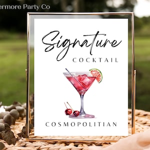 Cosmopolitan Signature Cocktail Drink Instant Download Printable ...