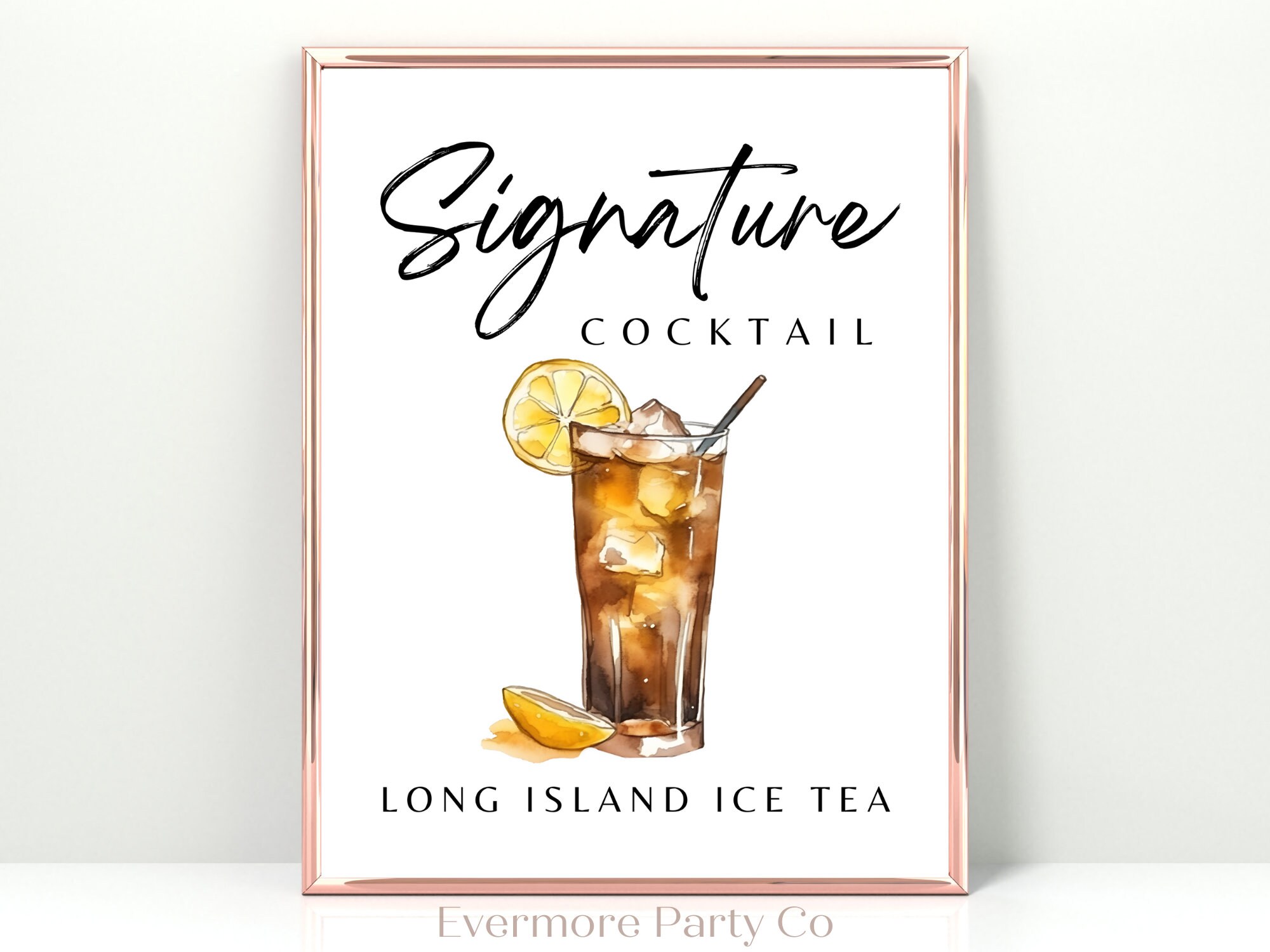 Long Island Ice Tea Signature Drink Cocktail Bar Sign, Recipe, Instant ...