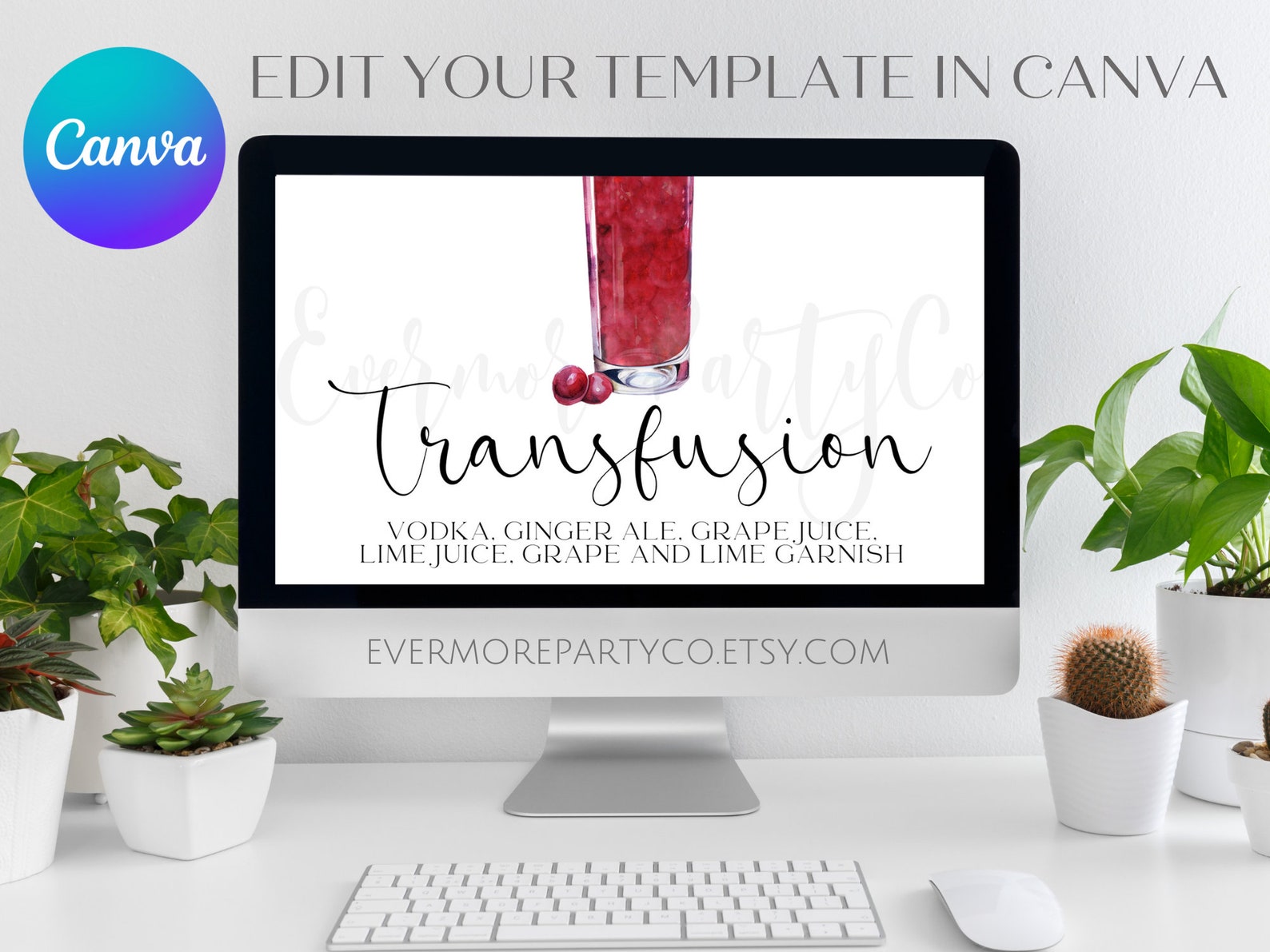 Transfusion Signature Cocktail Drink Bar Sign, Editable Template ...