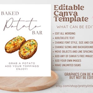 Baked Potato Bar Sign, Editable Template, Instant Download Printable ...