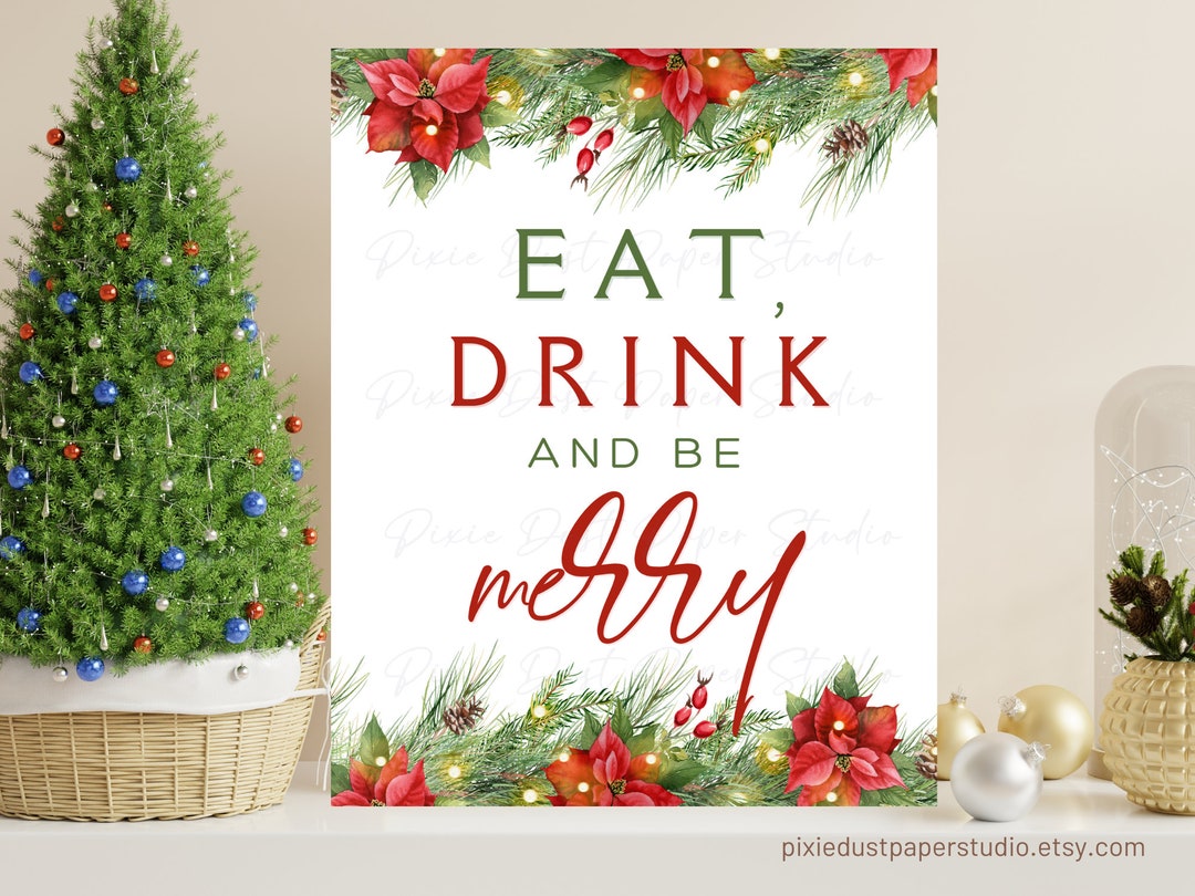 Eat Drink and Be Merry, Instant Download Printable, Christmas, Holiday ...